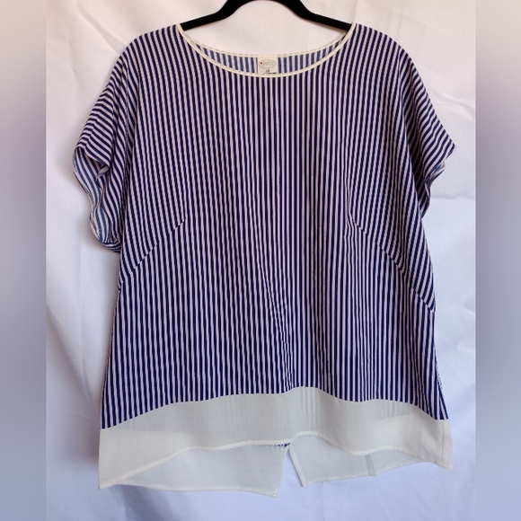 Ball Collection | Tops | Blue Pink Striped Lightweight Satiny Blouse ...